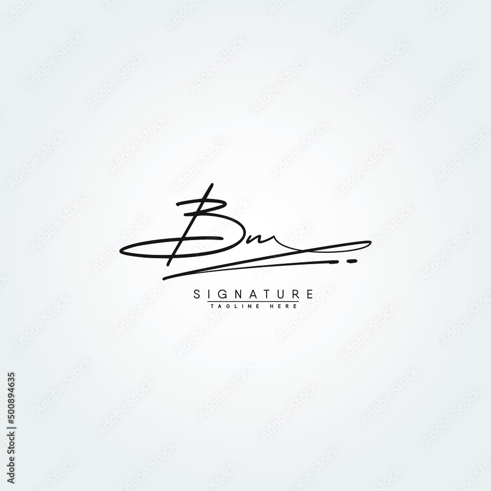 Initial Letter BN Logo - Handwritten Signature Logo Stock Vector ...