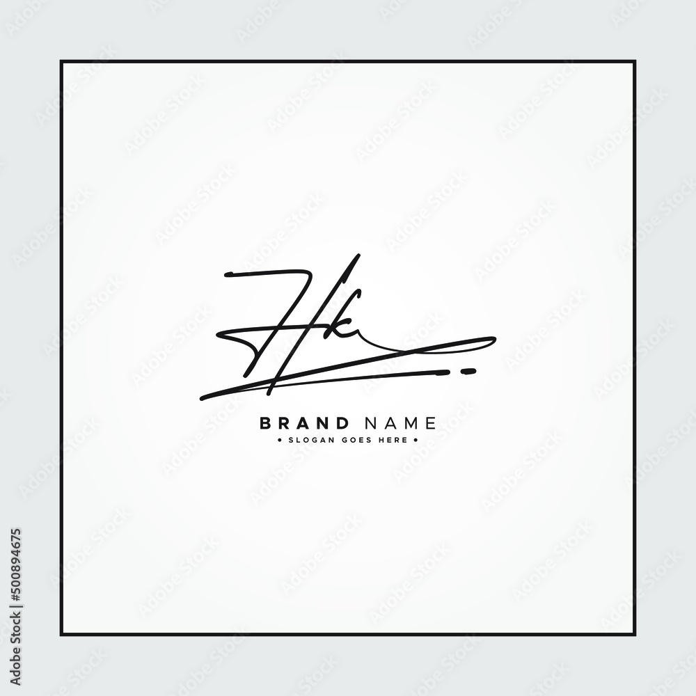Initial Letter HK Logo - Hand Drawn Signature Logo Stock Vector | Adobe ...