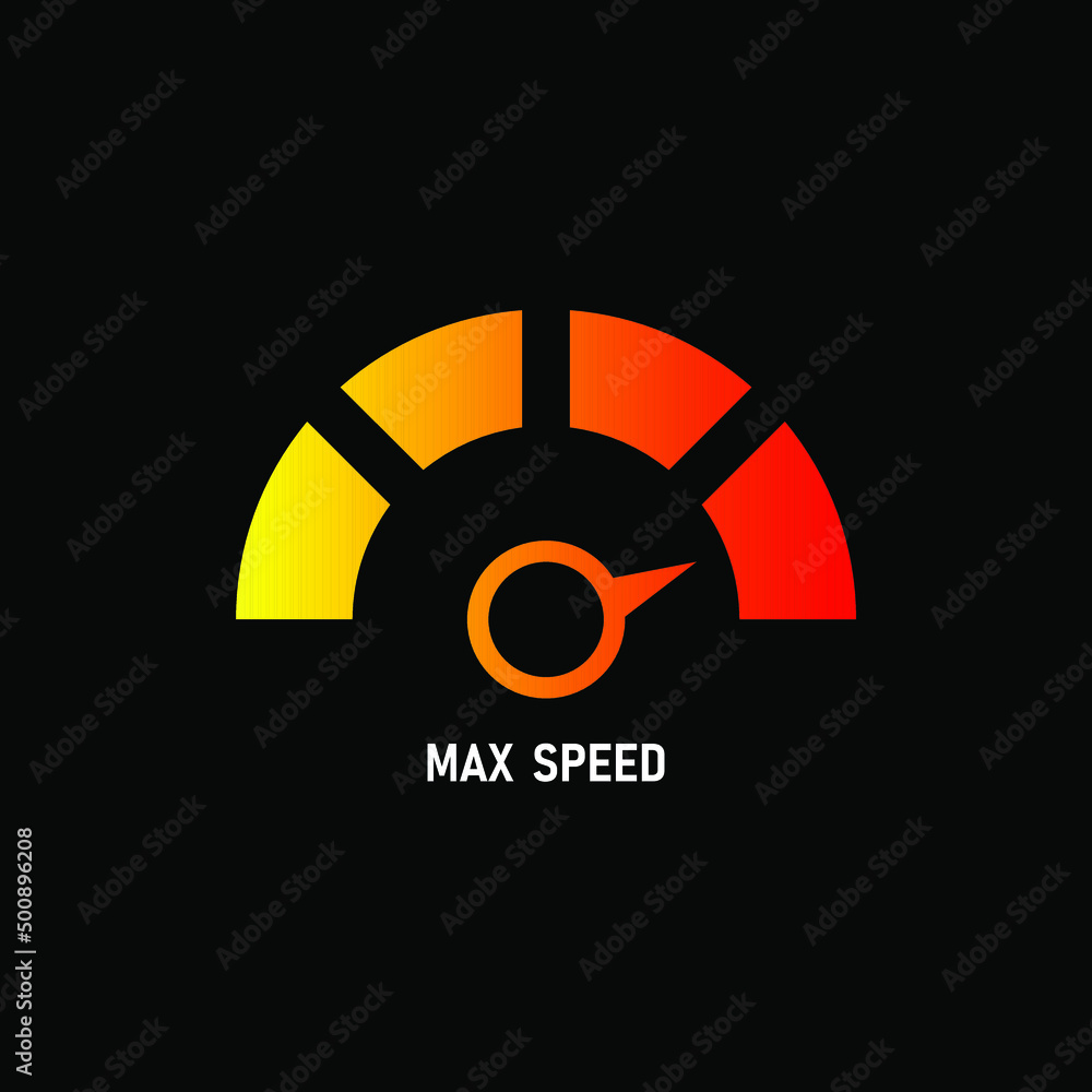 Speedometer Logo Icon Max Speed Meter Vector Illustration Isolated On
