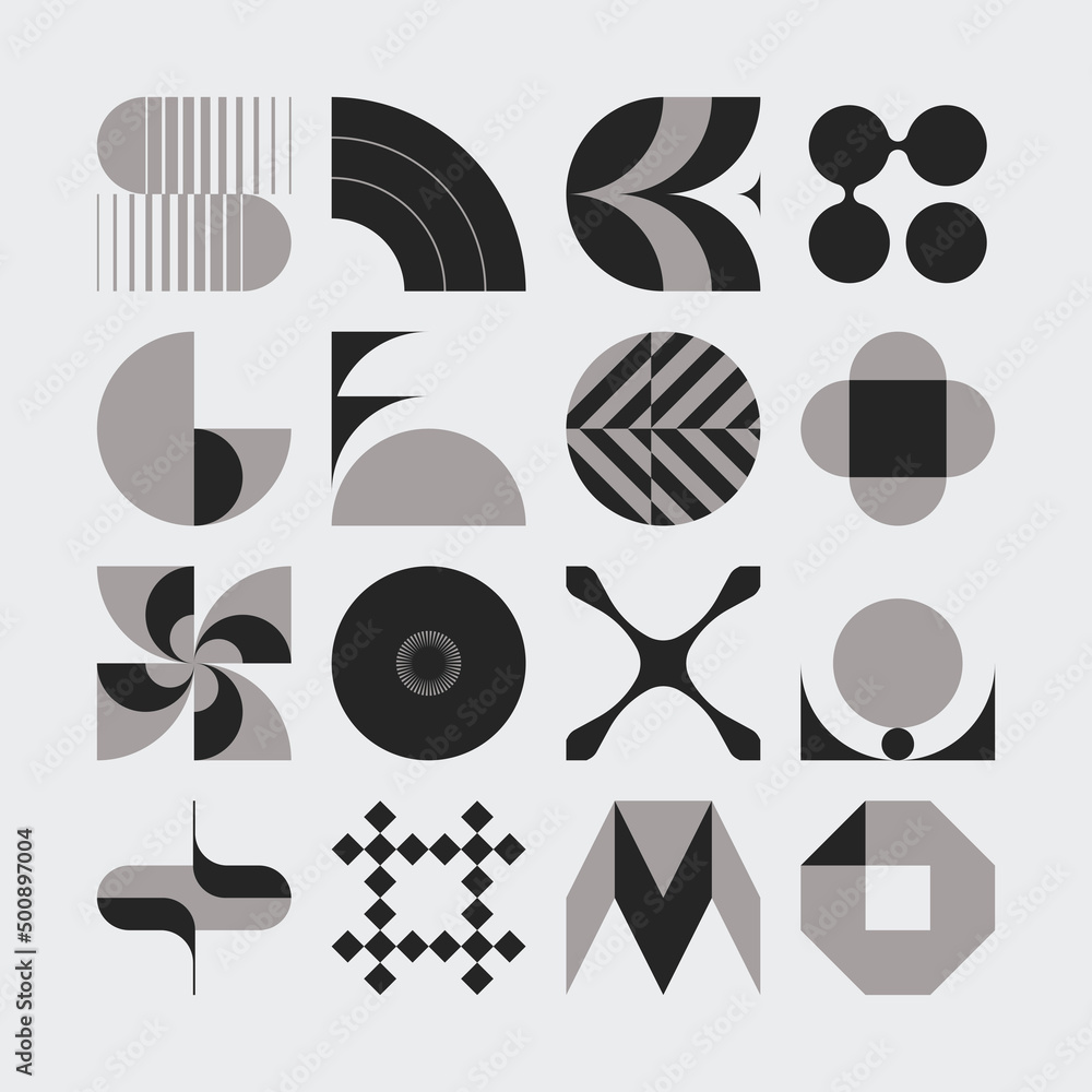 Logo Modernism Aesthetics Vector Abstract Shapes Collection Made With ...