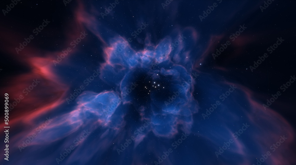 Cosmic nebula in space among stars and galaxies. Gas dust clouds nebula ...