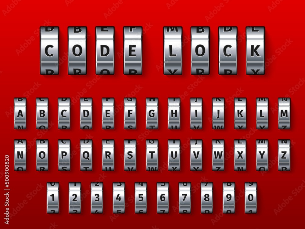 Combination lock font. Padlock safe coding numbers or letters ...