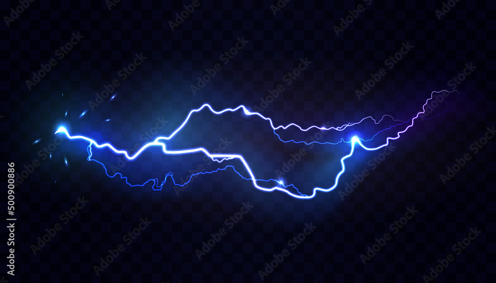 High voltage dangerous burst, electric lightning effect with neon ...