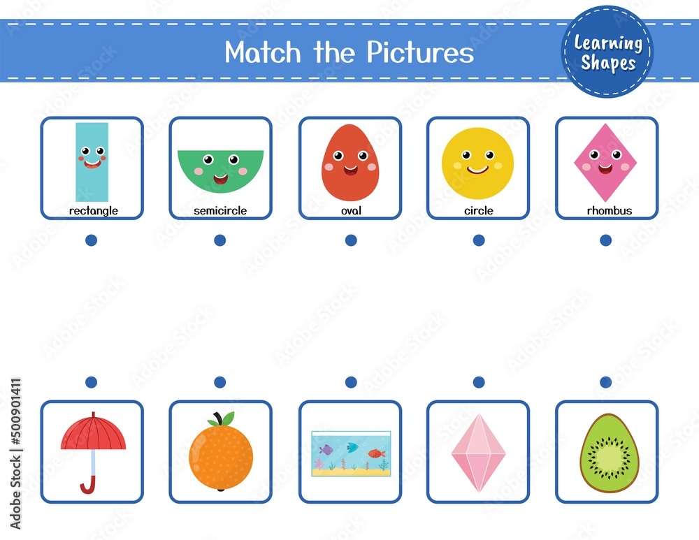 Match the shapes with objects. Educational activity page for kids ...