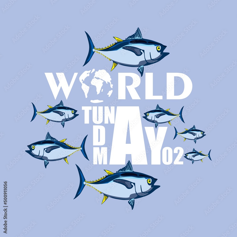 World Tuna Day Illustration. Vector isolated tuna fish stylized clipart ...
