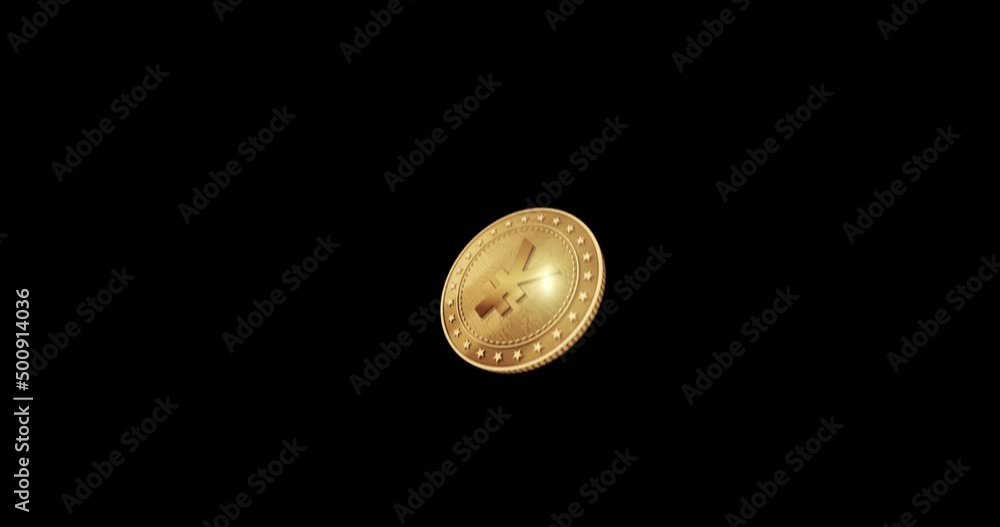 Japanese Yen rotating 3d coin toss. Golden symbol on Japan money ...