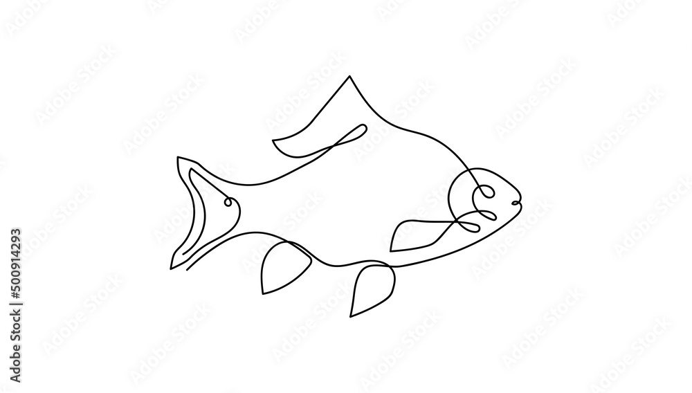 Abstract fish in continuous line art drawing Stock Vector | Adobe Stock
