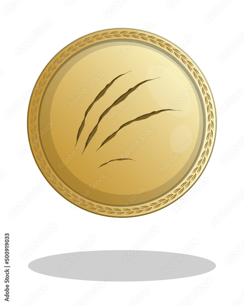 Bronze round shield of gladiator with traces of wild beast claws ...