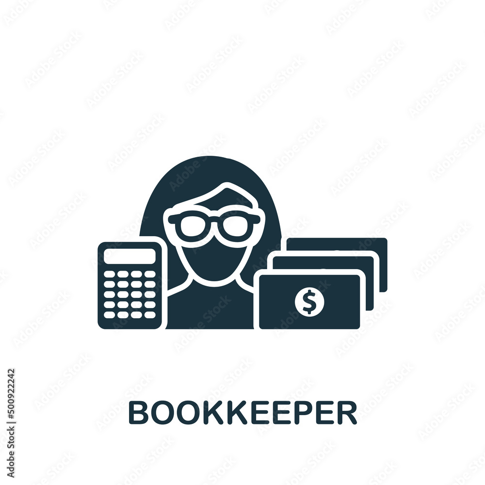 Bookkeeper icon. Monochrome simple Accounting icon for templates, web ...