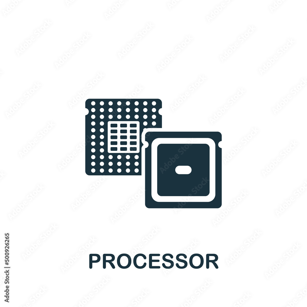 Processor icon. Monochrome simple Artificial Intelligence icon for ...