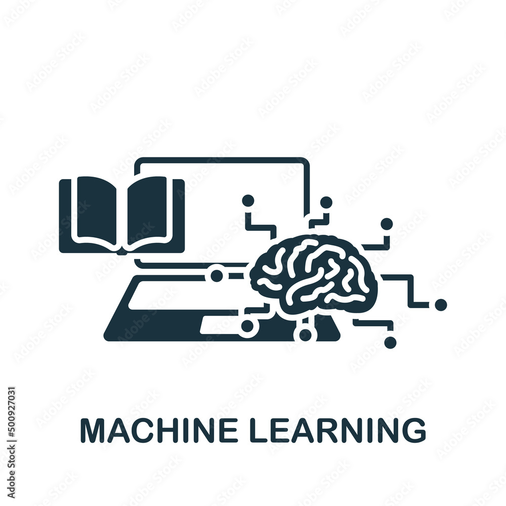 Machine Learning icon. Monochrome simple Artificial Intelligence icon ...