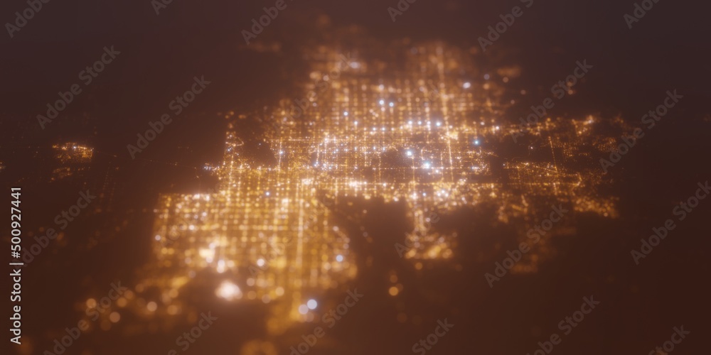 Street lights map of Phoenix and Mesa (Arizona, USA) with tilt-shift ...
