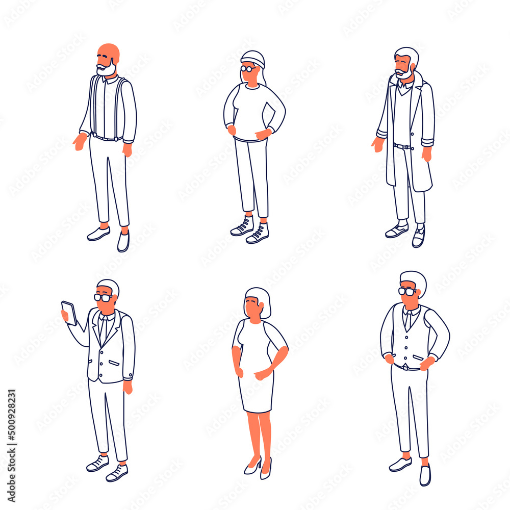 Set of different isometric people on white. Vector illustration flat ...