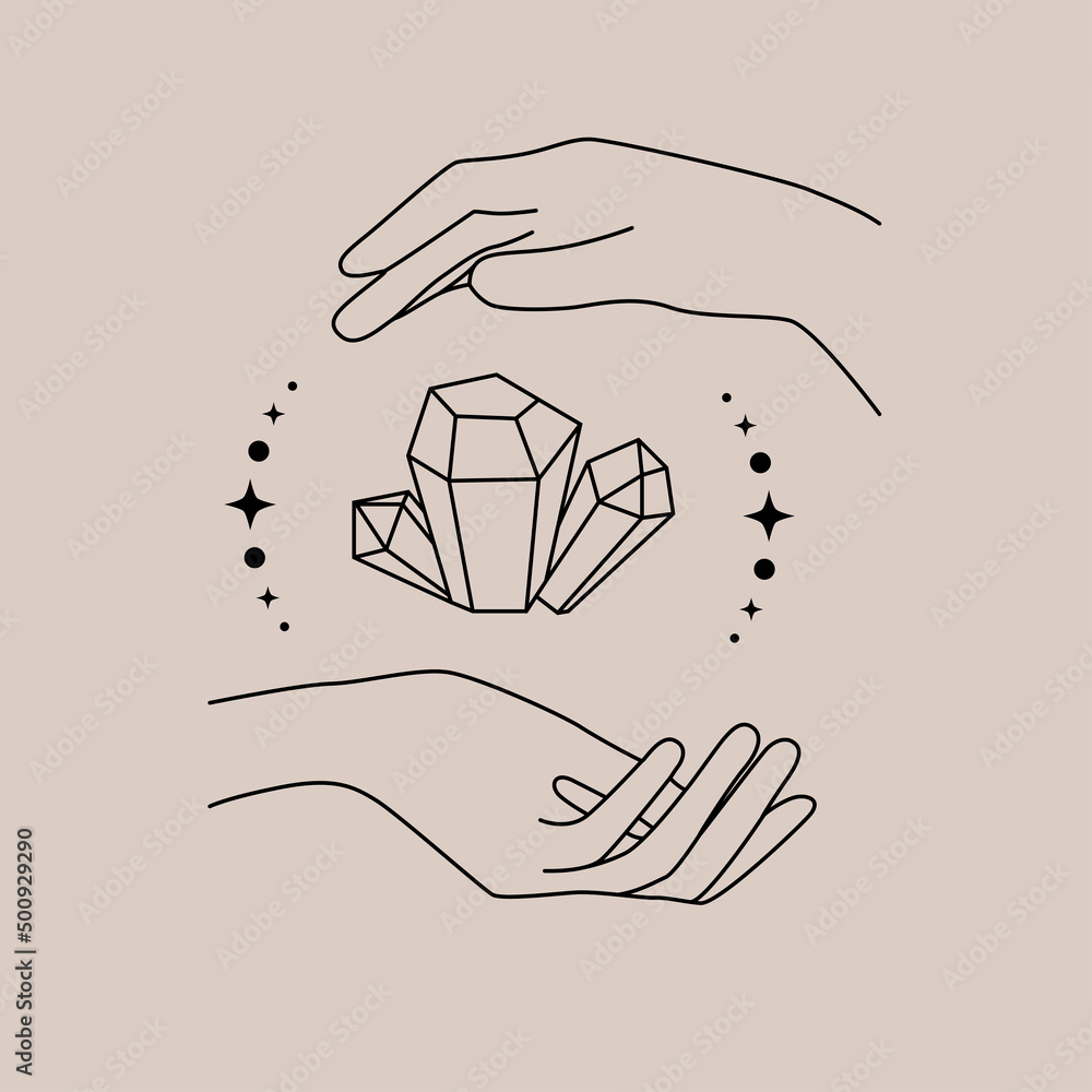 Female hand logo in a minimal linear style. Vector logo with hand and ...