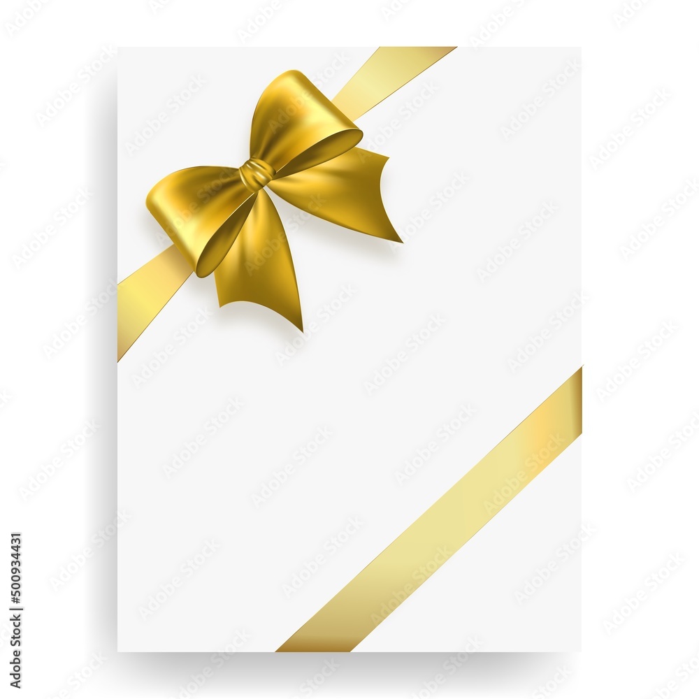 Shiny golden satin ribbon. Vector isolate gold bow for design greeting ...