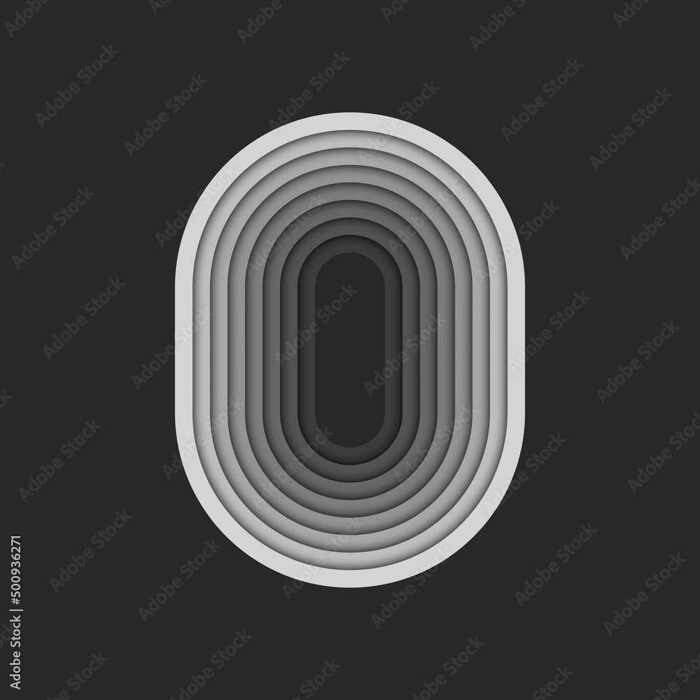 Letter O logo or oval shape logotype, gray parallel stripes cascade ...