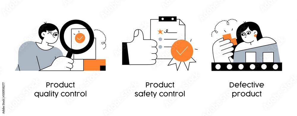 Quality control and product satisfaction research check - set of ...