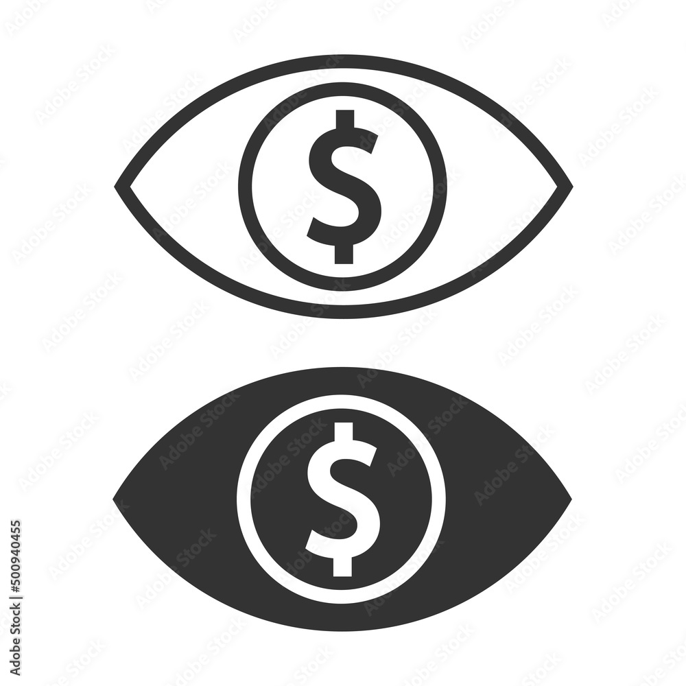 Money eye icon. Market security concept symbol. Sign eyeball and dollar ...