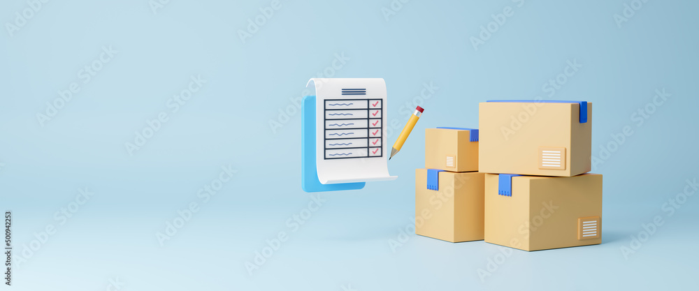 Checking list of shipment packaging boxes, prepare parcel box and check ...