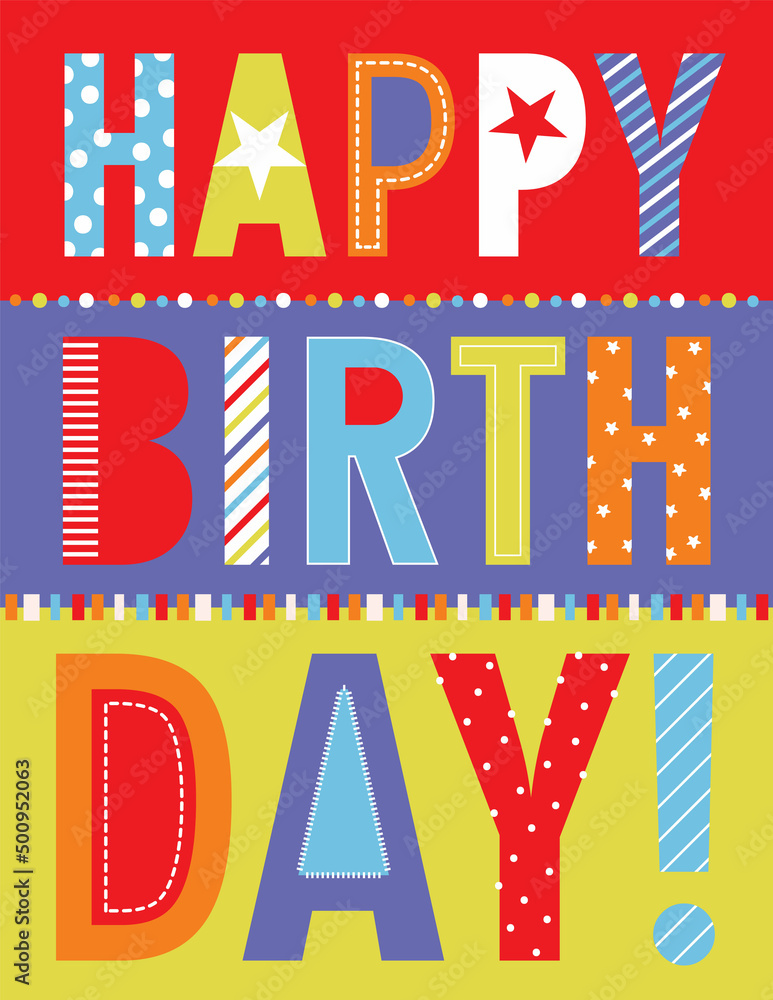 birthday card with colorful letters design Stock Vector | Adobe Stock