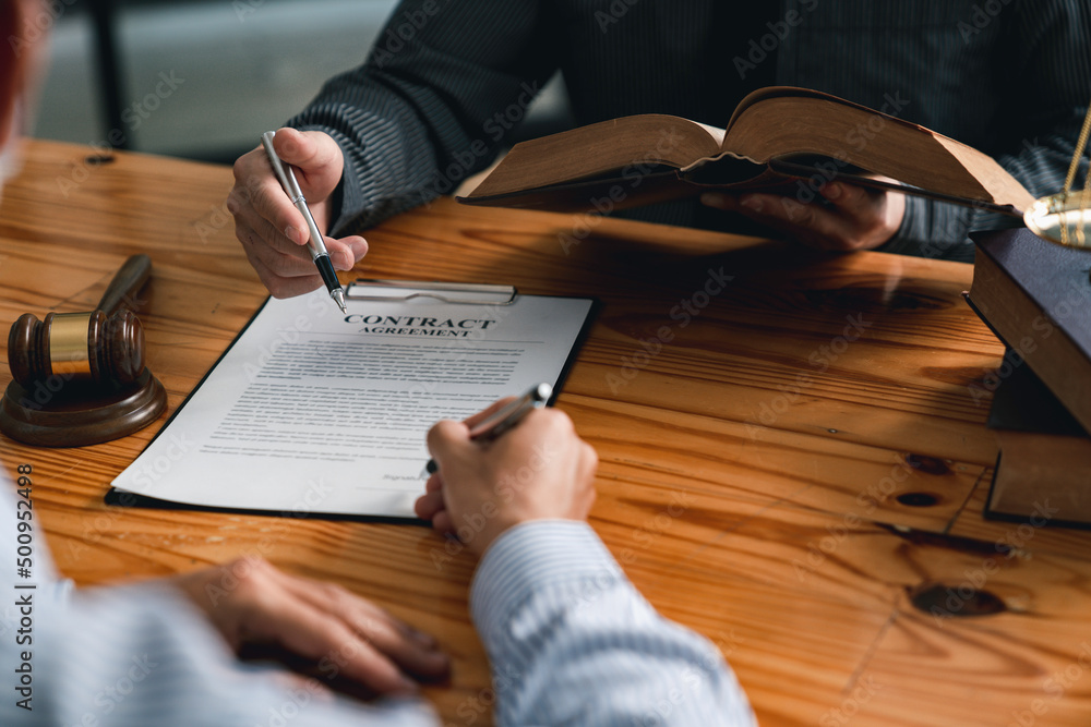 lawyer or judge is giving legal advice. to explaining about ...