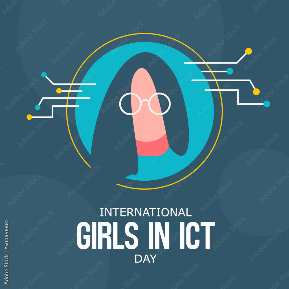 Vector illustration of girls head mascot with electrical circuit sign ...
