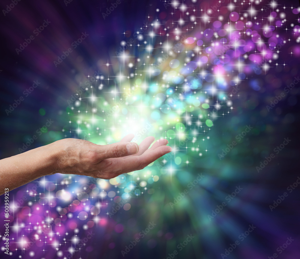 Magical Energy Healing Hands Concept - sparkling and bokeh background ...