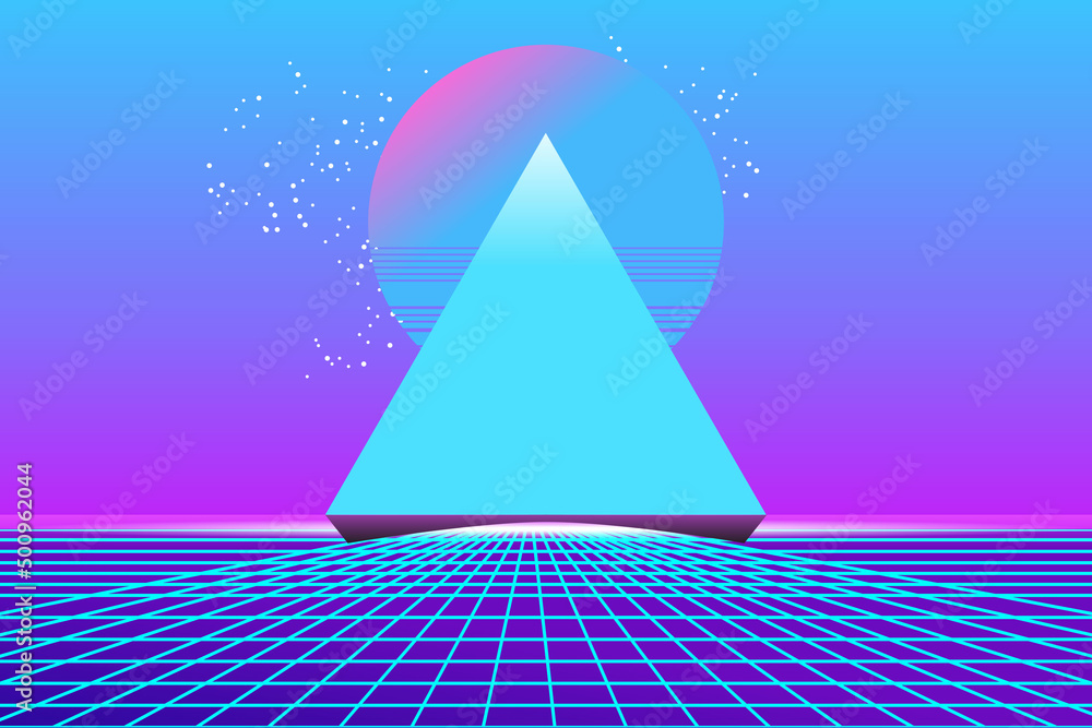 Retro Sci-Fi futuristic background 1980s and 1990s style 3d ...