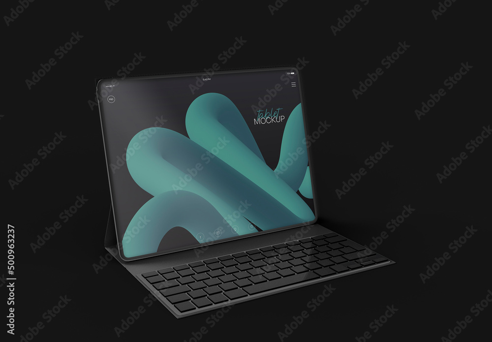 3D Keyboard Case with Tablet Mockup Stock Template | Adobe Stock