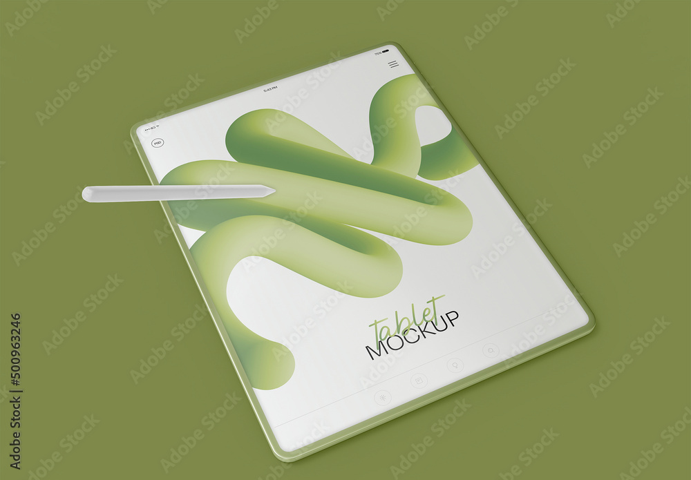 3D Digital Pen with Tablet Screen Mockup Stock Template | Adobe Stock