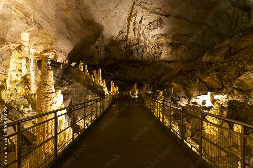 Beautiful view of the Frasassi caves, Grotte di Frasassi, a huge karst ...