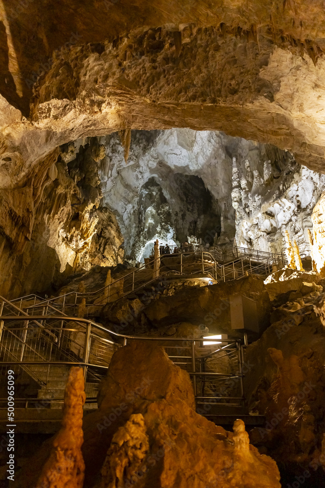 Beautiful view of the Frasassi caves, Grotte di Frasassi, a huge karst ...