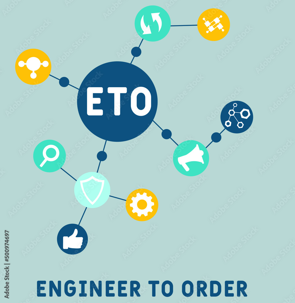 ETO - Engineer to Order acronym. business concept background. vector illustration concept with ...