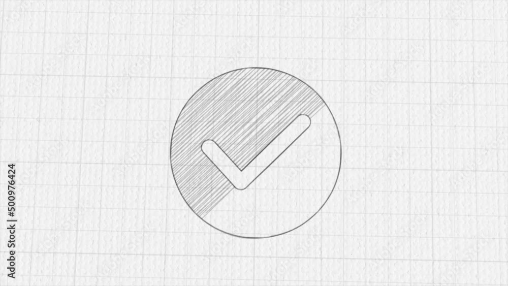 Check mark icon with color drawing effect. Doodle animation. 4K Stock ...