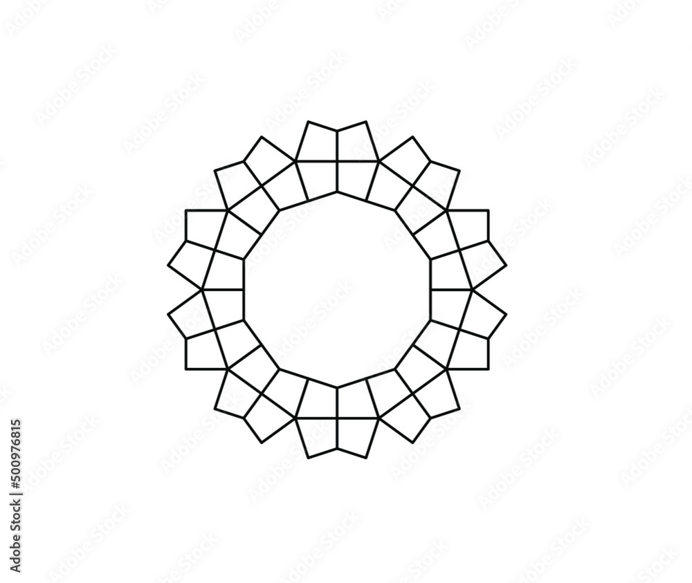 Vector isolated tenfold star frame line decoration colorless black and ...