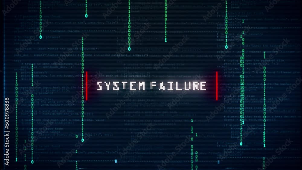 Vidéo Stock System Failure message superimposed on a computer-generated ...