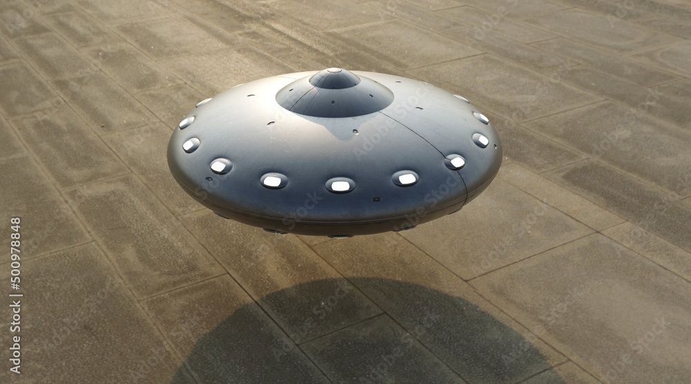 photorealistic 3d visualization of ufo, 3d render ilustração do Stock ...