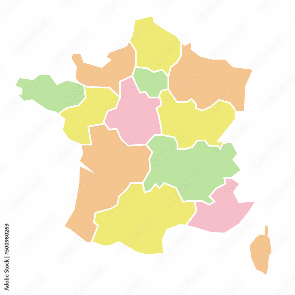 France political map. Low detailed. Solid simple style. Pastel colours ...