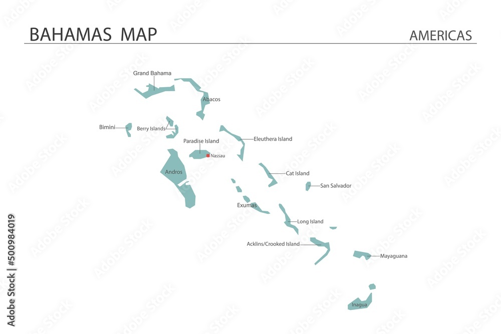 Bahamas map vector illustration on white background. Map have all ...