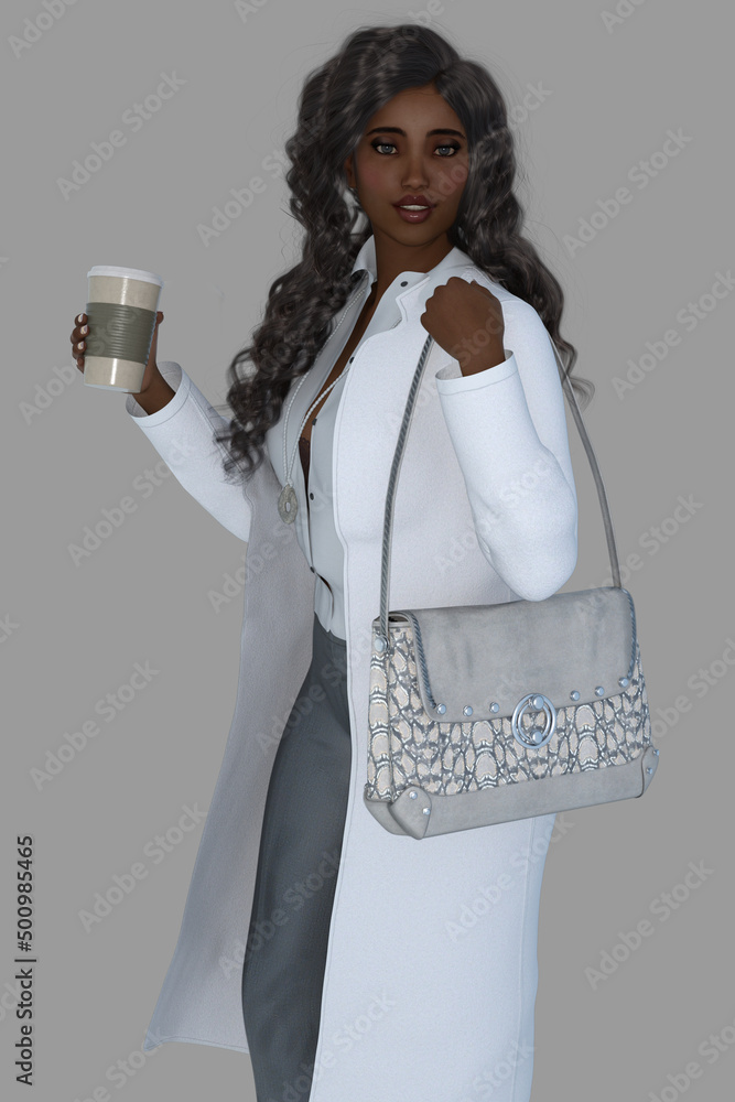 Full body portrait of Livvie, a young beautiful woman standing on an ...