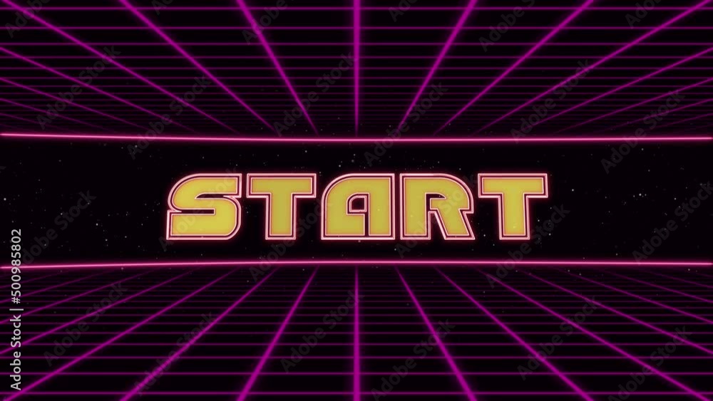 Start Title Animated Retro Futuristic 80s 90s Style. Animation squares ...