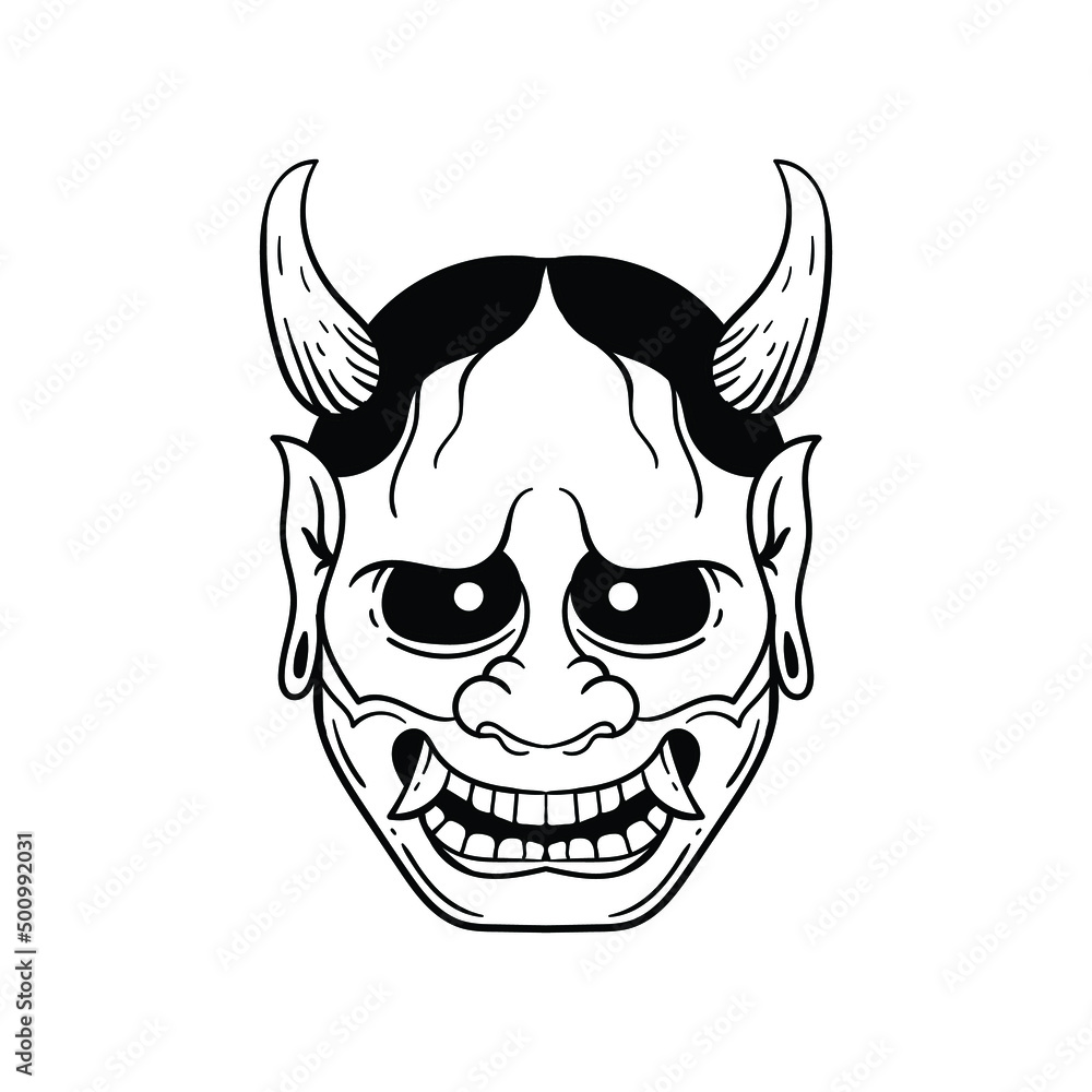 hand drawn devil face vintage doodle illustration for tattoo stickers ...