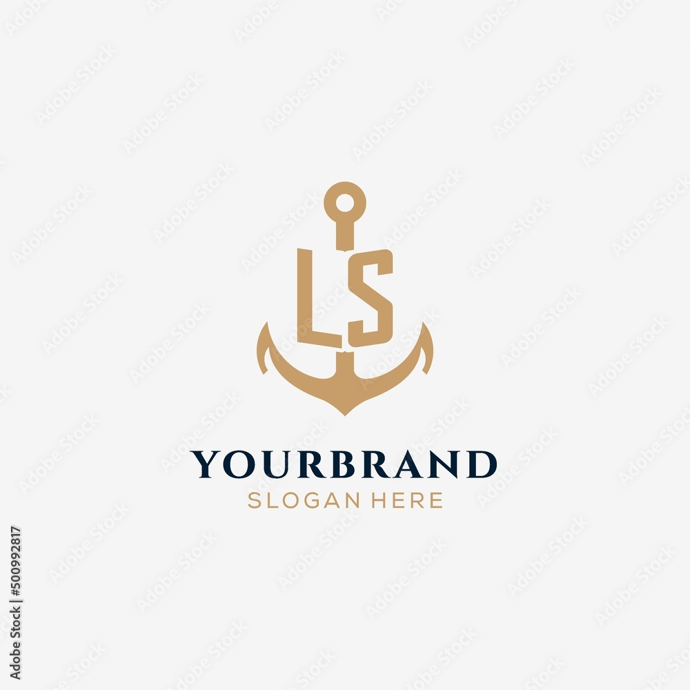 Letter LS with anchor logo design Stock Vector | Adobe Stock