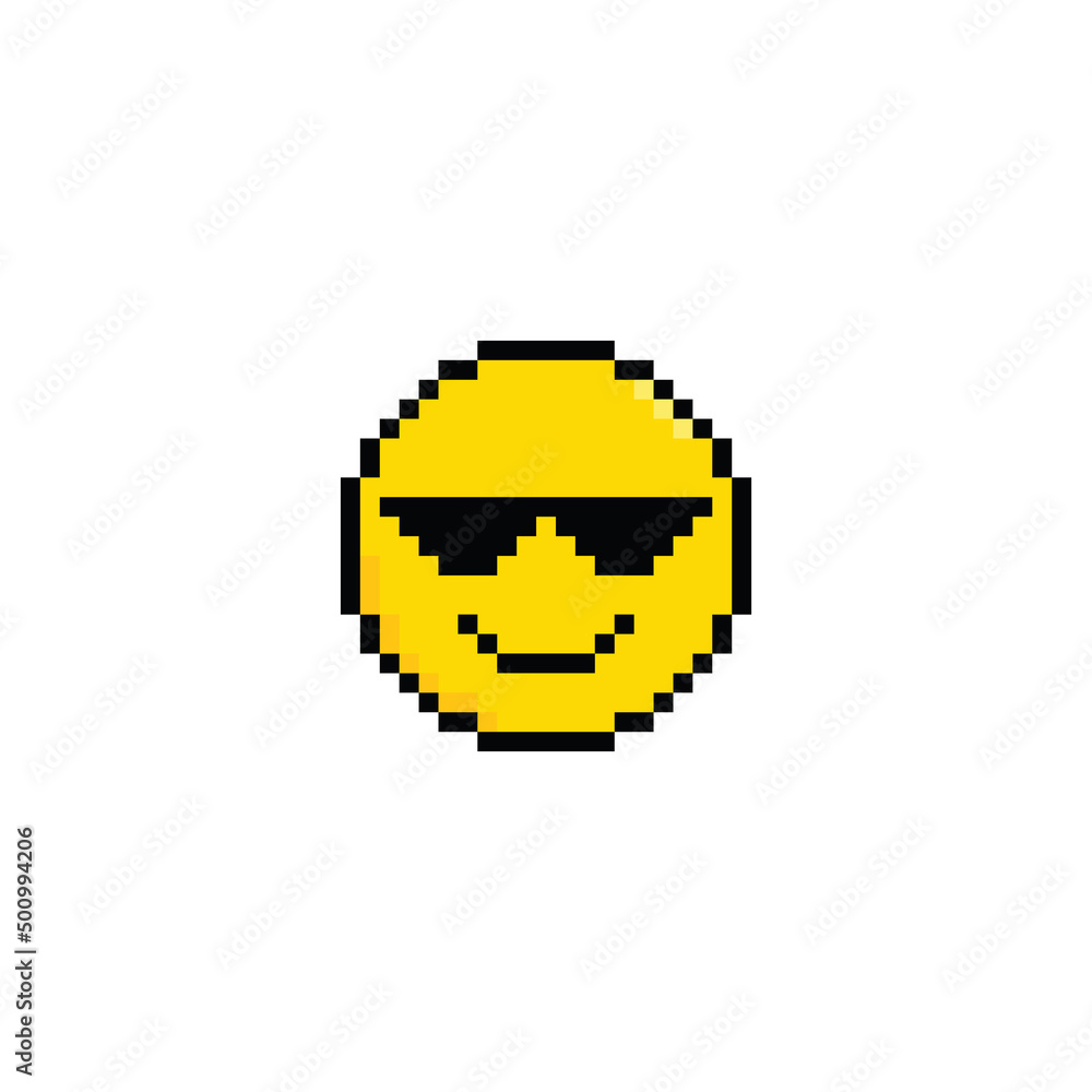Vecteur Stock pixel art smile icon vector game 8 bit pixel Emoticon ...