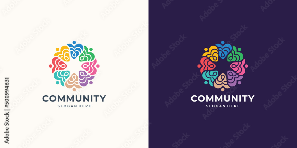 abstract community social group logo design inspiration. flow people ...