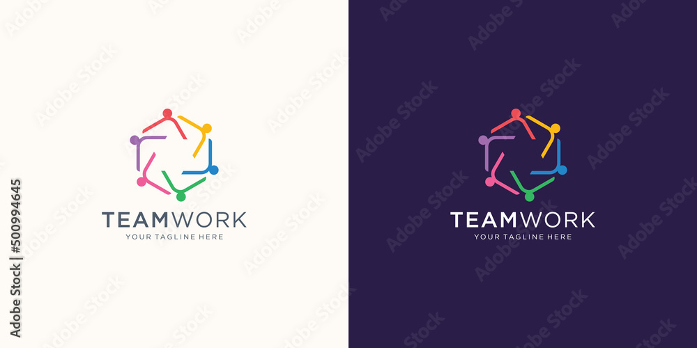 creative of team work logo design inspiration. minimal linear style ...