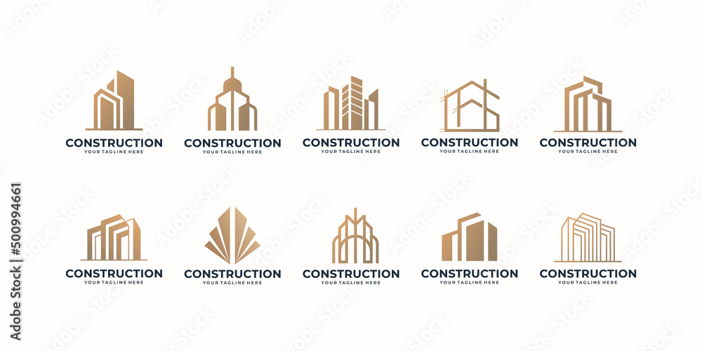 Set of abstract construction logo template design. real estate logo ...