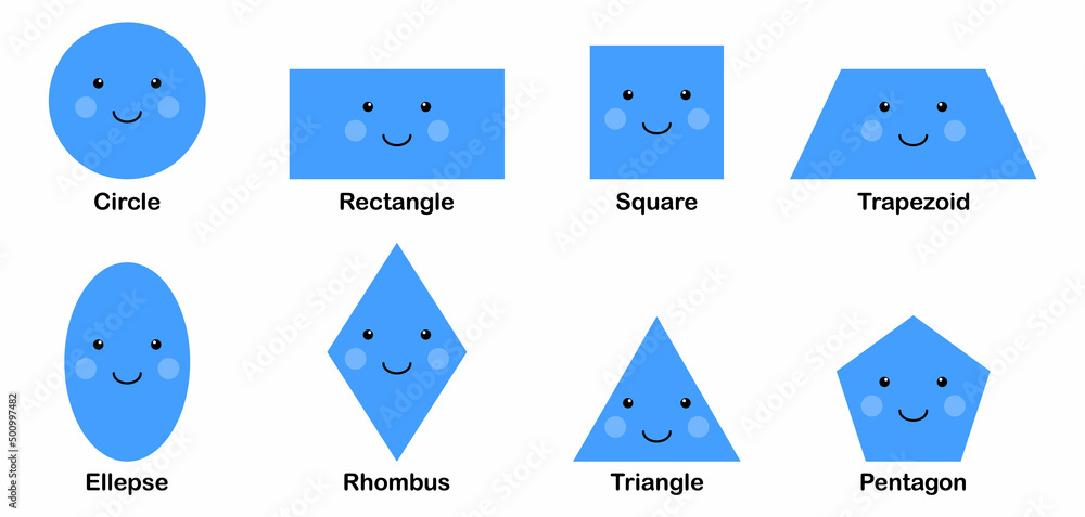 blue basic geometric funny shapes for kids preschool Stock Vector ...