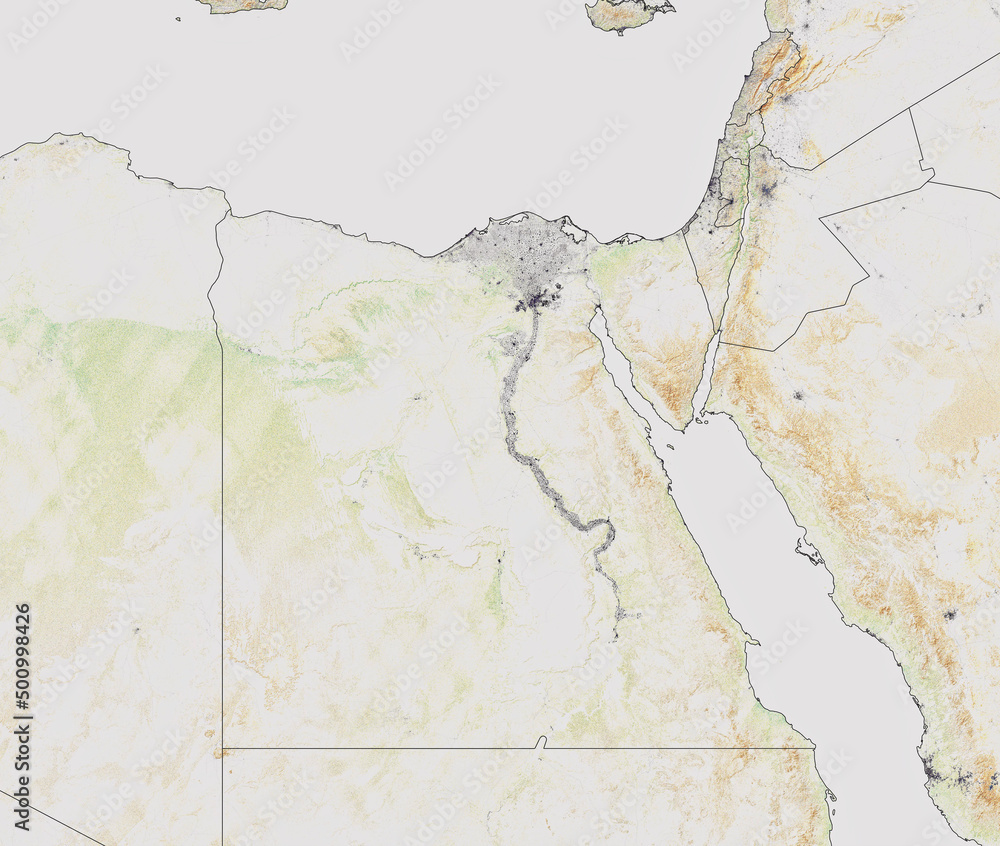 Map of Egypt, satellite view and reliefs. Map. Cities and streets ...
