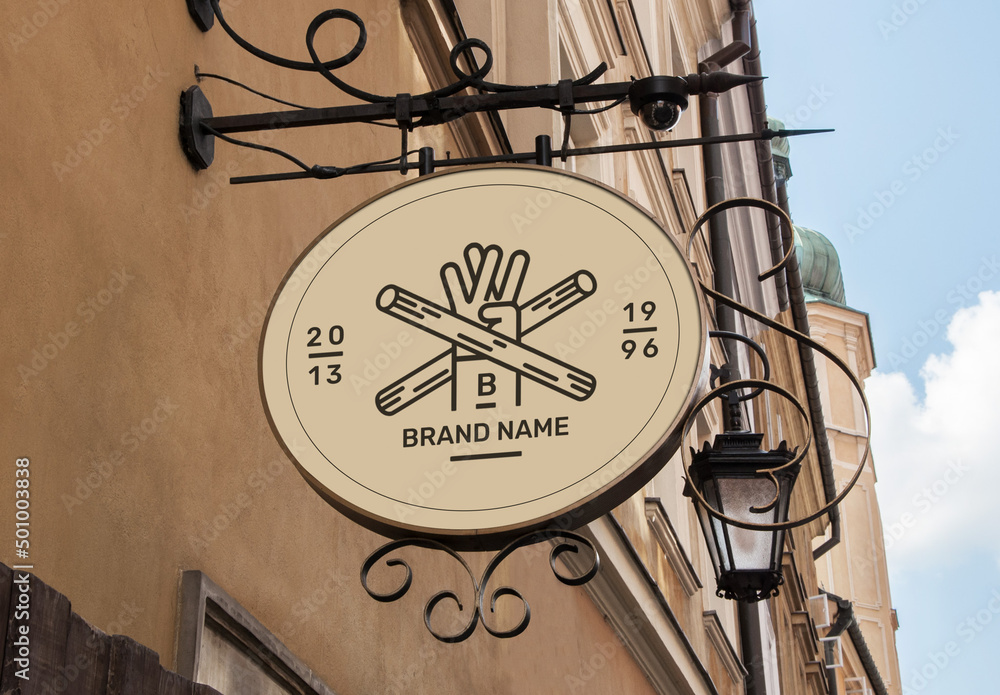 Round Sign Mockup Stock Template | Adobe Stock